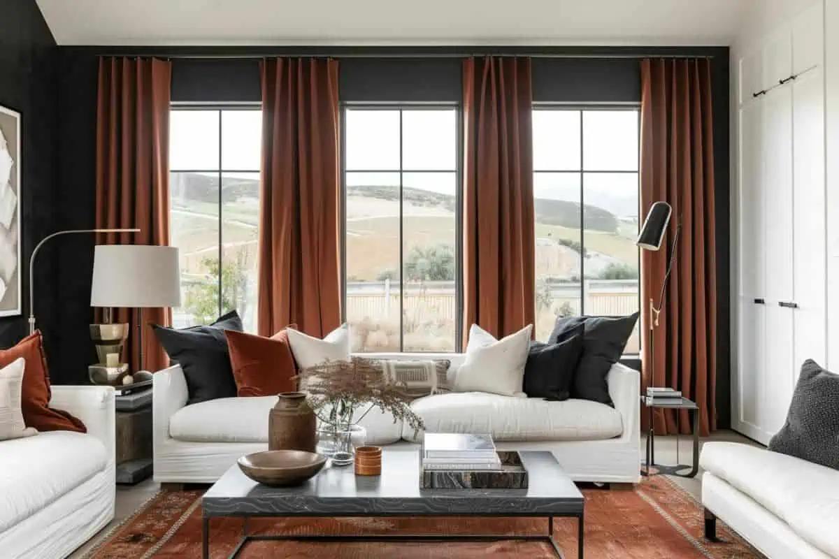 30 Jaw-Dropping Black and Rust Living Rooms to Inspire You! - Restore ...