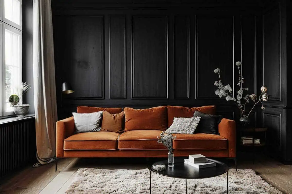 30 Jaw-Dropping Black and Rust Living Rooms to Inspire You! - Restore ...