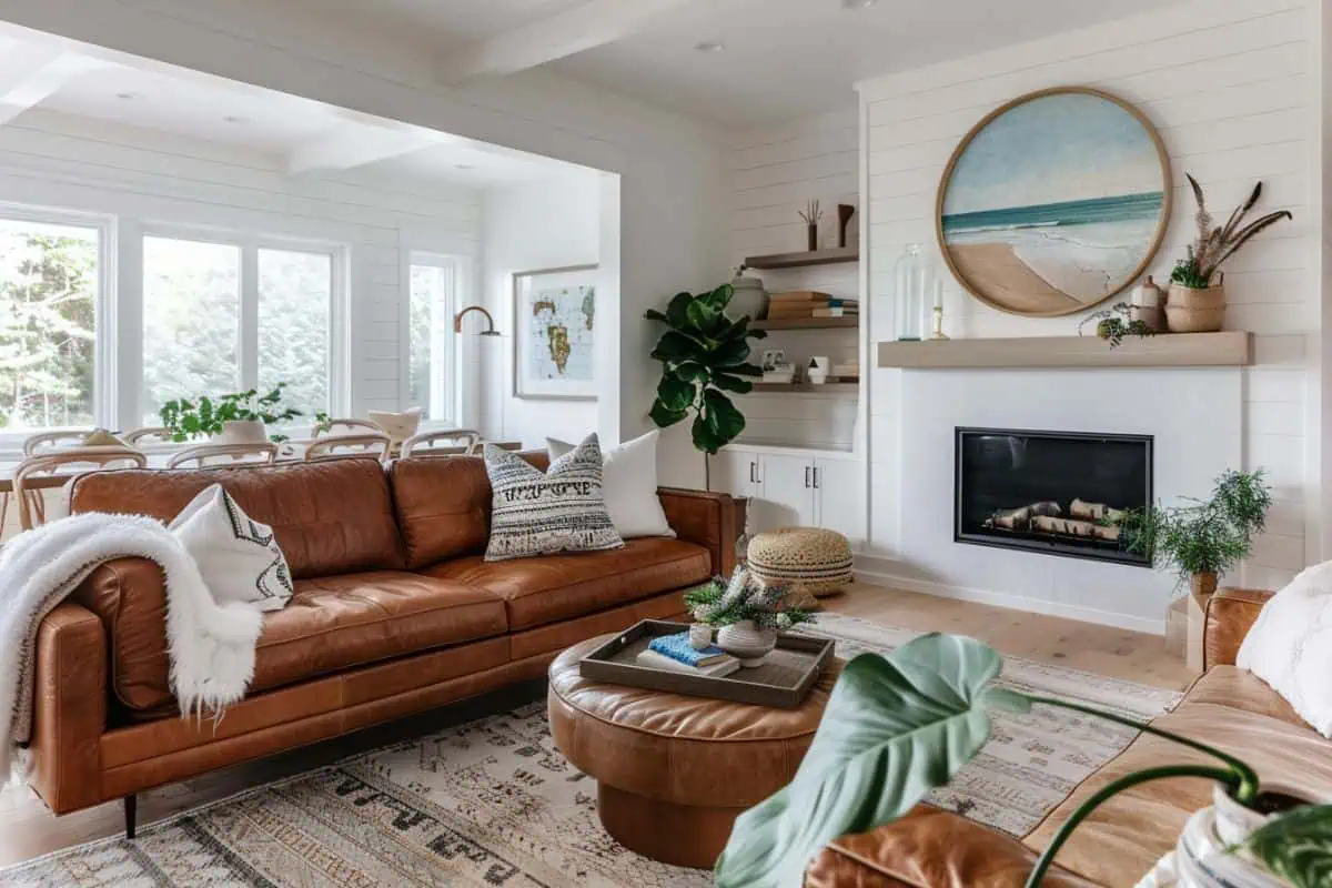40 Cognac Couch Living Rooms That Look Expensive (Plus How To Copy The ...