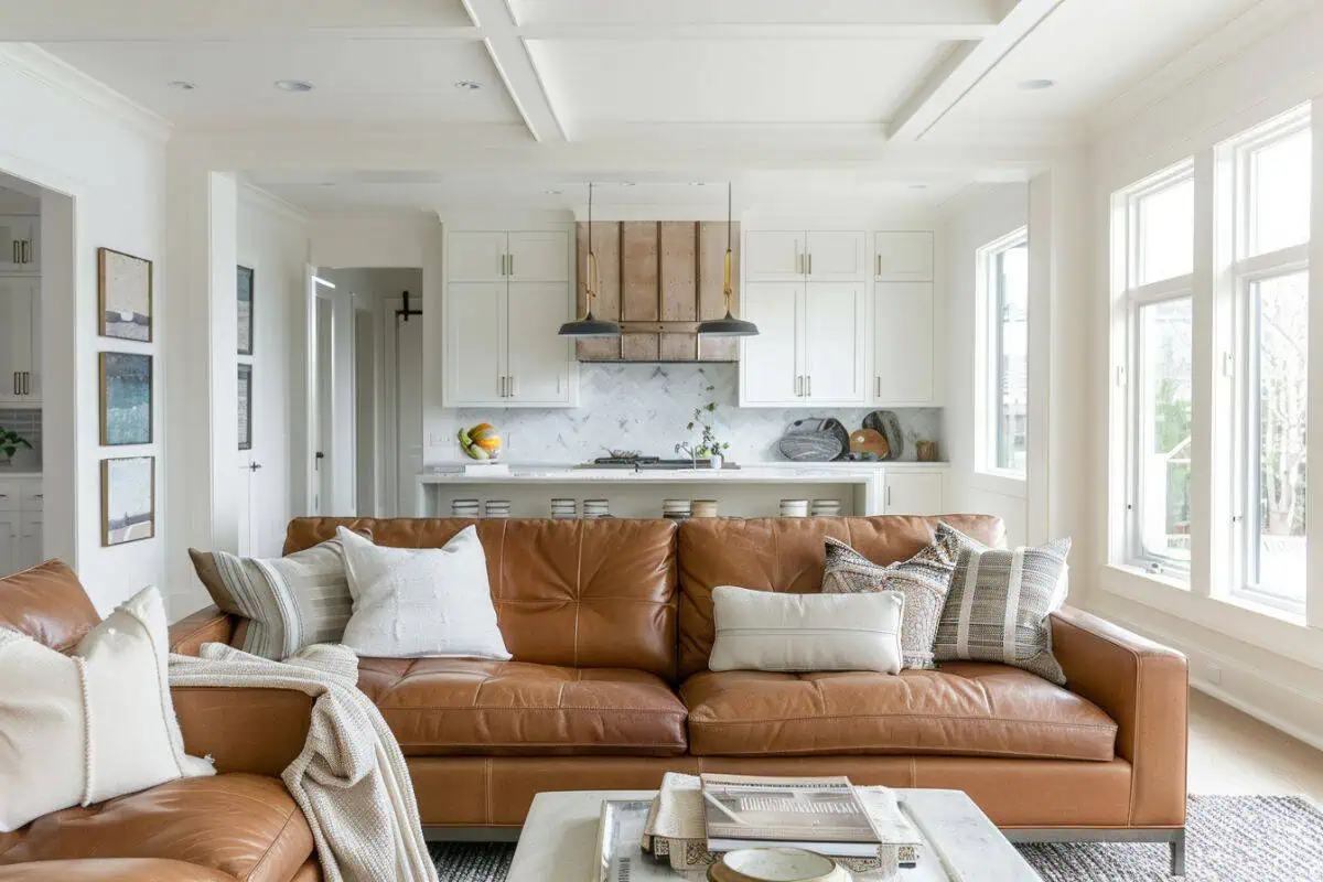40 Cognac Couch Living Rooms That Look Expensive (Plus How To Copy The ...