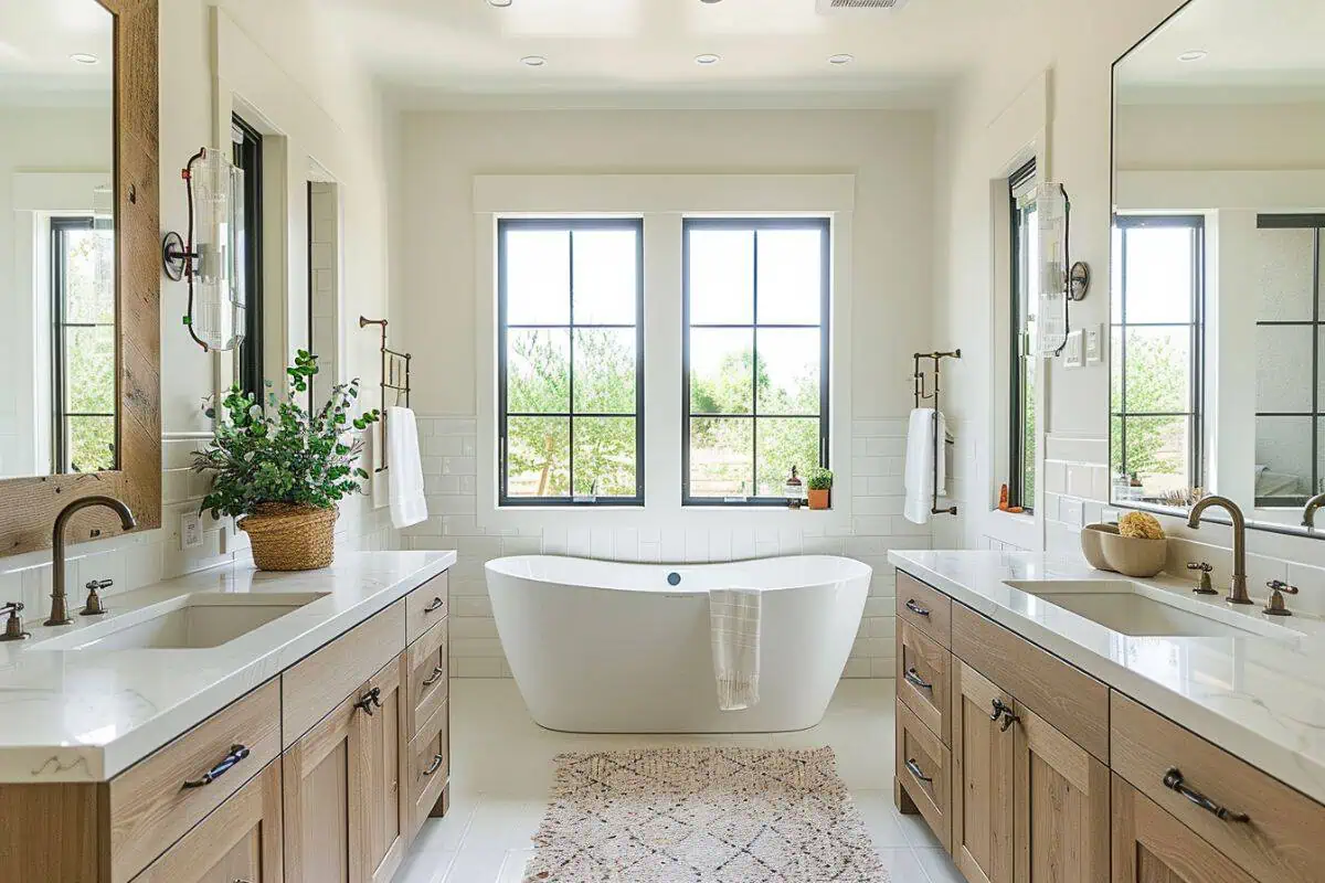 22 Stunning Modern Farmhouse Bathrooms to Inspire Your Refresh ...