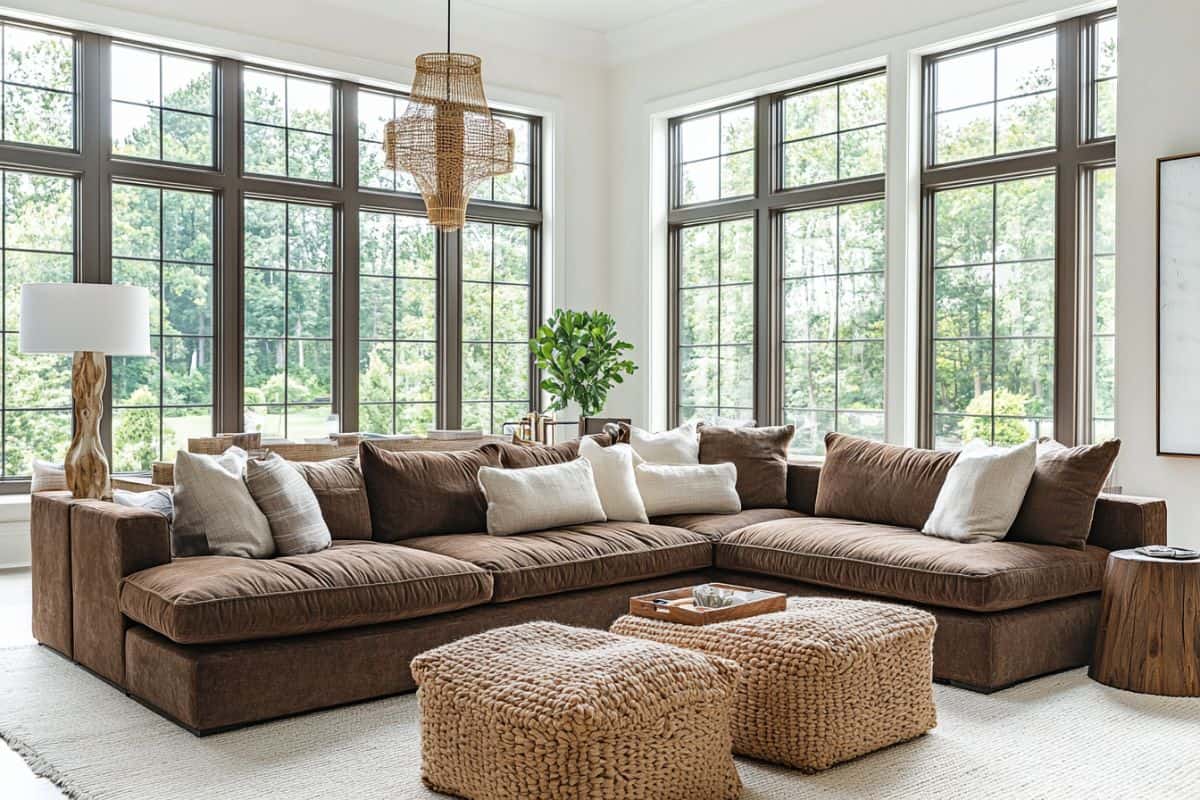40+ Stunning Ideas to Style Your Brown Couch Living Room - Restore ...