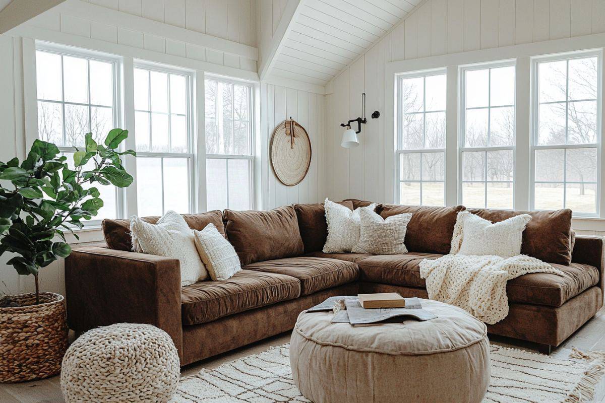 40+ Stunning Ideas to Style Your Brown Couch Living Room - Restore ...