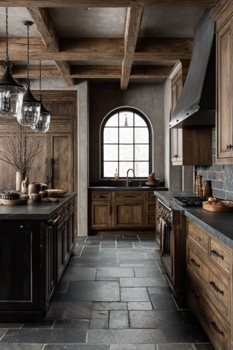 25 Dark Rustic Kitchen Ideas That Prove Moody Can Still Be Cozy ...