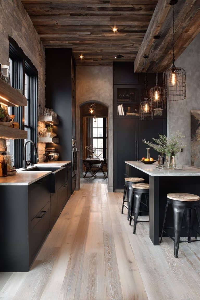 25 Dark Rustic Kitchen Ideas That Prove Moody Can Still Be Cozy ...