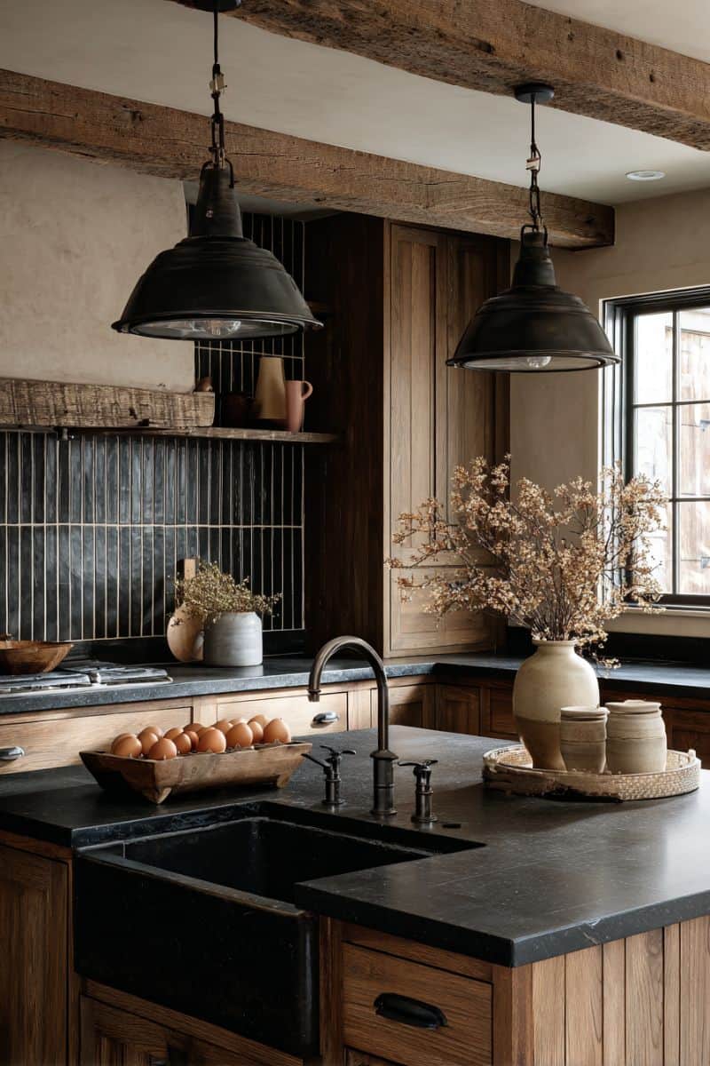 25 Dark Rustic Kitchen Ideas That Prove Moody Can Still Be Cozy ...