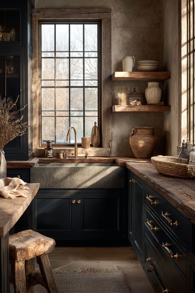 25 Dark Rustic Kitchen Ideas That Prove Moody Can Still Be Cozy ...