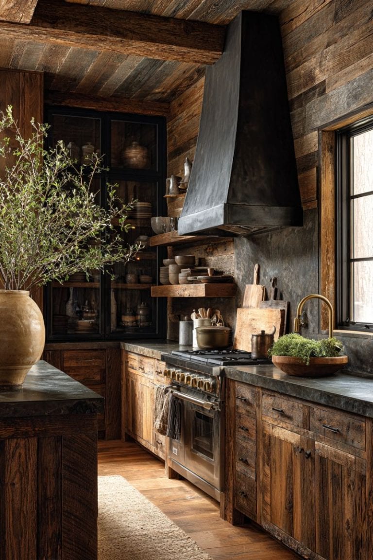 25 Dark Rustic Kitchen Ideas That Prove Moody Can Still Be Cozy ...