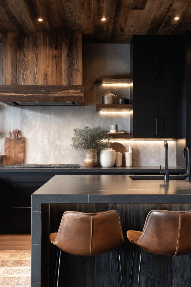25 Dark Rustic Kitchen Ideas That Prove Moody Can Still Be Cozy ...